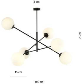 Lustr na tyči LINEAR 6xE14/10W/230V černá/bílá