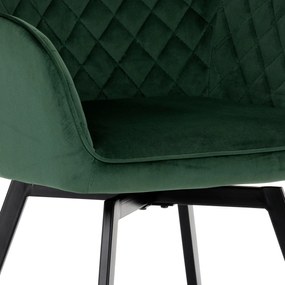 Jídelní židle, potah smaragdově zelená sametová látka, kovové nohy, černý matný lak - DCH-425 GRN4