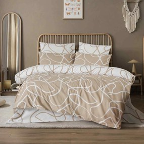 Povlečení bavlněné Merlot hnědé TiaHome - 2x Polštář 90x70 cm, 1x Přikrývka 200x220cm