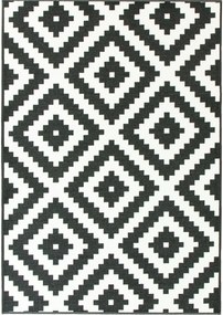 Kusový koberec pogumovaný Romby 91 černý bílý Rozměr: 100x250 cm