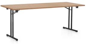 Skládací stůl 200 x 80 cm, černá podnož, dub