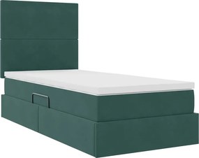 Postel s úložným prostorem a matrací Tmavě zelená 90 x 200 cm 3371946