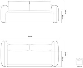 Krémová sametová rozkládací/s úložným prostorem pohovka 262 cm Tonale – Cosmopolitan Design