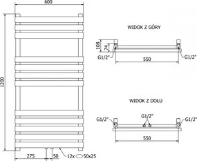 Mexen Jowisz, elektrické topné těleso 1200 x 600 mm, 600 W, černá, W107-1200-600-2600-70