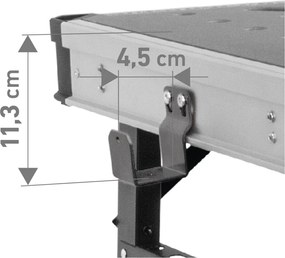 Pracovní skládací stůl Fortum, 850x600mm, výška 73,5-88,5cm