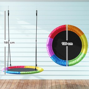Houpačka Nest Výškově nastavitelná závěsná houpačka Ø 120 cm do 300 kg pro děti od 3 do 8 let, 120 x 120 x 180 cm Pestrobarevná barva