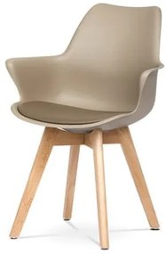 Autronic Moderní jídelní židle Židle jídelní, cappucino plastová skořepina, sedák ekokůže, nohy masiv přírodní buk (CT-771 CAP)