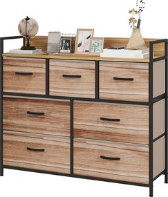 HOMCOM 7 zásuvkový textilní botník - Černý ocelový rám - 98 x 29 x 85 cm, Ložnice, Předsíň, Obývací pokoj, Černý a přírodní