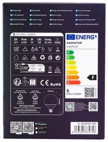 LED RGBW Stmívatelná žárovka MESH G120 E27/4,9W/230V 2700-6500K + DO - Aigostar