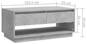 Konferenční stolek betonově šedý 102,5x55x44 cm dřevotříska - Default Title