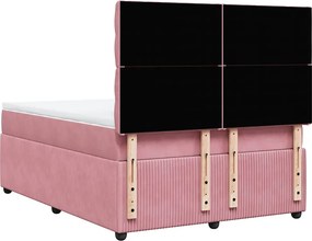 Box spring postel s matrací růžová 140x200 cm samet 3292369