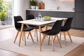 Jídelní stůl SCANDINAVIA 150 + 4ks jídelní židle SCANDINO černá