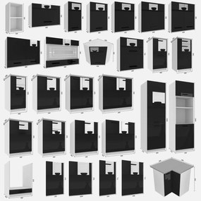 Kuchyňská linka Belini 420 cm černý lesk s pracovní deskou Uniqaplus  INF UNIQAPLUS/4/WT/B/0/B1