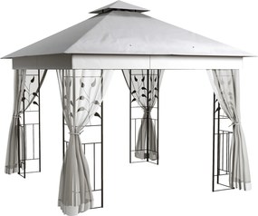 Pavilon s dvojitou střechou, 3x3 m Vodoodpudivý Stabilní Zimní zahradní pavilon s moskytiérou Světle šedý