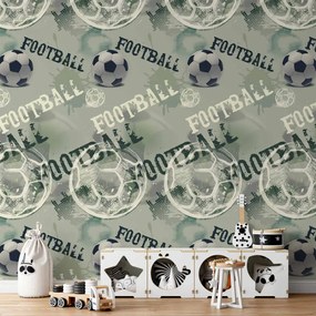 Tapeta Pro milovníky sportu - Grafika a nápisy s fotbalovým míčem - Zelená