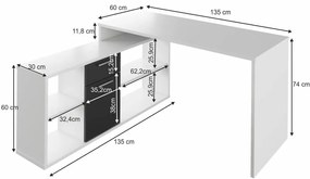Kondela PC stůl, bílá / černá, NOE NEW