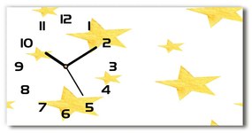 Wallmuralia Skleněné hodiny na stěnu tiché Žluté hvězdy 60x30 cm