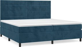 Box spring postel s matrací tmavě modrá 200x200 cm samet 3143047