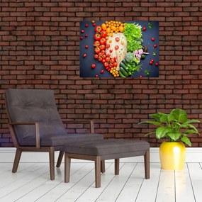 Skleněný obraz - Stůl plný zeleniny (70x50 cm)