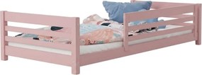 Benlemi Nízké dětské jednolůžko ze dřeva TULY se dvěma čely Zvolte barvu: Pastelově růžová, Zvolte rozměr: 80x180 cm, Zvolte zábranu: S přední zábranou