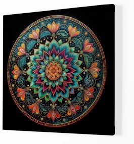 Obraz na plátně - Mandala Zlatý emerald FeelHappy.cz Velikost obrazu: 100 x 100 cm