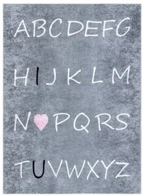 Dywany Łuszczów, Dětský kusový koberec Junior 52106.801 Alphabet grey, 160x220, šedá, dětský pokoj