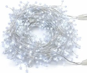 Eco Fix světelný řetěz venkovní s krystalky, 8 m, ledově bílá, 80 diod, 24 V, čirý kabel, IP44