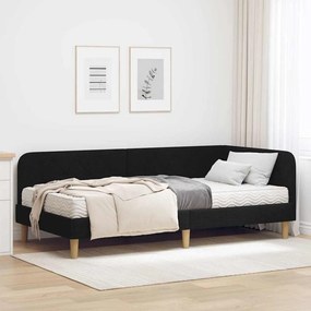 Rohový rám postele Černý 90 x 190 cm textil 3394111