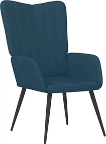 Relaxační křeslo se stoličkou modré samet 327698