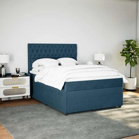 Box spring postel s matrací modrá 140 x 200 cm samet 3294668