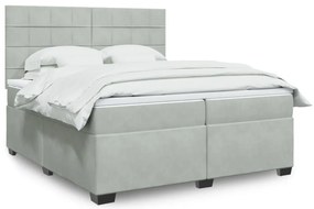 Box spring postel s matrací světle šedá 200x200 cm samet 3293302
