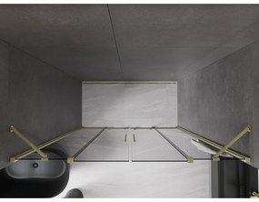Mexen Velar Duo, posuvné sprchové dveře do otvoru 170 cm, 8mm šedé sklo, zlatá matná, 871-170-000-42-55
