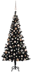 Umělý vánoční stromek s LED a sadou koulí černý 120 cm PVC,  3077588 HangarStore.cz
