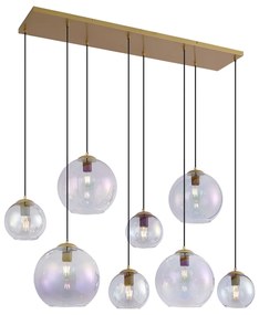 Závěsné svítidlo Art Deco zlaté s duhovým sklem 8-světelné - Sandra