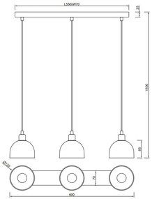 Závěsné stropní osvětlení Molly, černá/chromované sklo