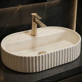 Rea Marcela Vanilla, umyvadlo na desku 600×370×135 mm, béžová matná, REA-U3520