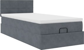 Osmanský rám postele s matrací tmavě šedá 80x200cm samet 3312585
