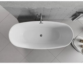 Mexen Luvo Slim, volně stojící vana 170 × 75 cm, bílá lesklá, měděný přepad, 52801707500-65