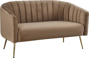 Designový 2-sed, hnědá Velvet látka/gold chrom-zlatý, BAGY