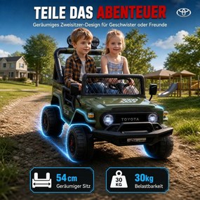 AIYAPLAY Dětské elektrické auto TOYOTA FJ 24V, elektrické auto pro děti s dálkovým ovládáním, motor 200W, lithiová baterie, 2-místné pro 3-8 let