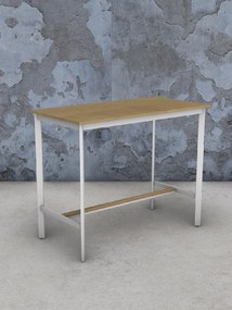 Barový stůl bílý A10, masiv dub Birmingham, 130 x 68 cm