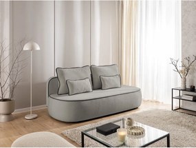 Černá/šedá sametová rozkládací/s úložným prostorem pohovka 210 cm Saga – Ropez