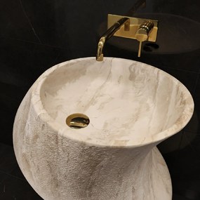 Rea Melody, volně stojící umyvadlo 490×390×840 mm, béžová imitace kamene, REA-U5940