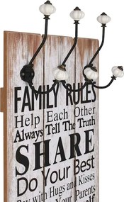 Nástěnný věšák na kabáty FAMILY RULES s 6 háčky 120 x 40 cm 245854