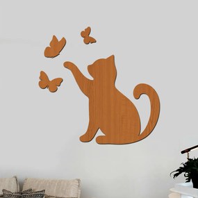dřevo života Dřevěná dekorace Kočka s motýlky Rozměry (cm): 40x38, Barevný vzor: Třešeň