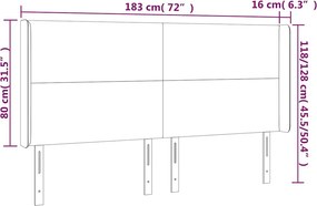 Čelo postele s LED černé 183 x 16 x 118/128 cm samet 3123830