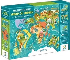 DODO Magnetická hra Mapa světa se zvířaty / Magnetky / 36 dílků / Přen