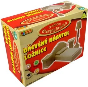 MaDe Dřevěný nábytek do domečku pro panenky Ložnice / Postel, skříň, d