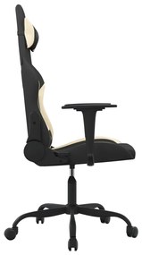 Herní židle s podnožkou černá a krémová textil,  3143722