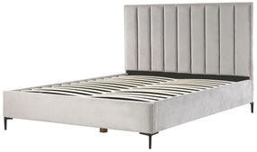 Sametová postel s úložným prostorem 180 x 200 cm šedá SEZANNE Beliani